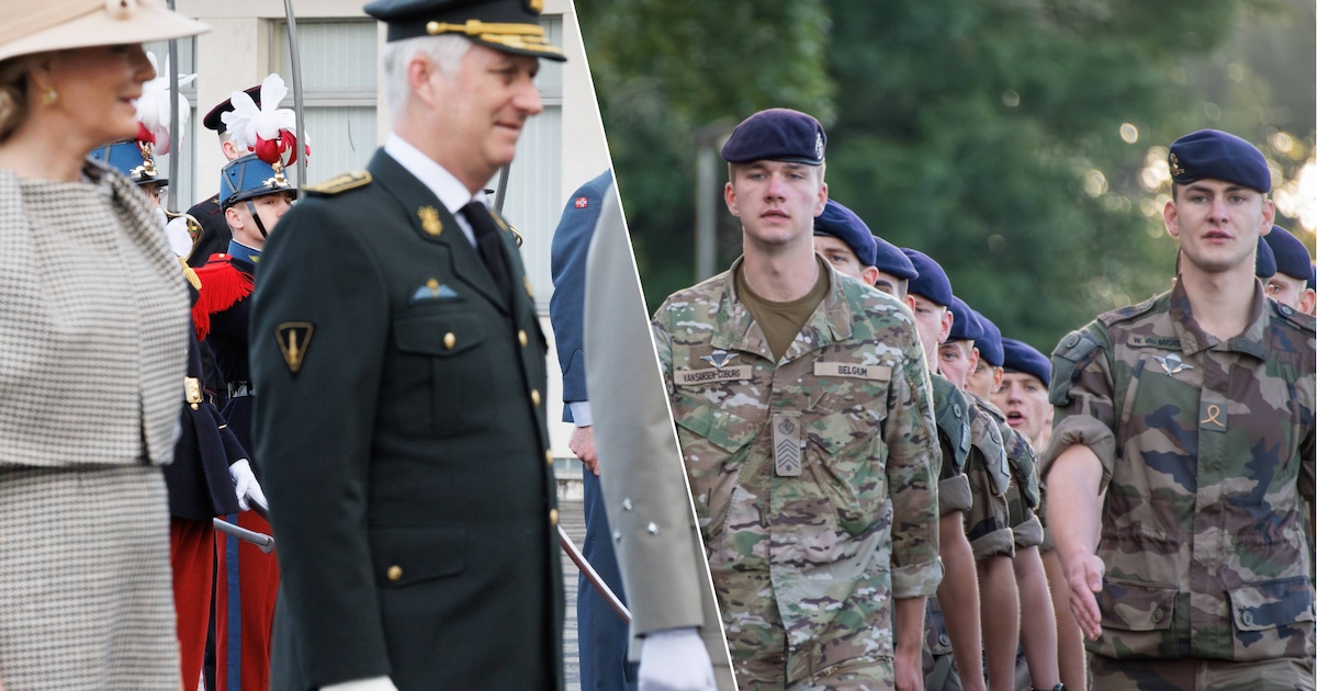 Koning Filip en koningin Mathilde bezoeken militaire academie waar ...