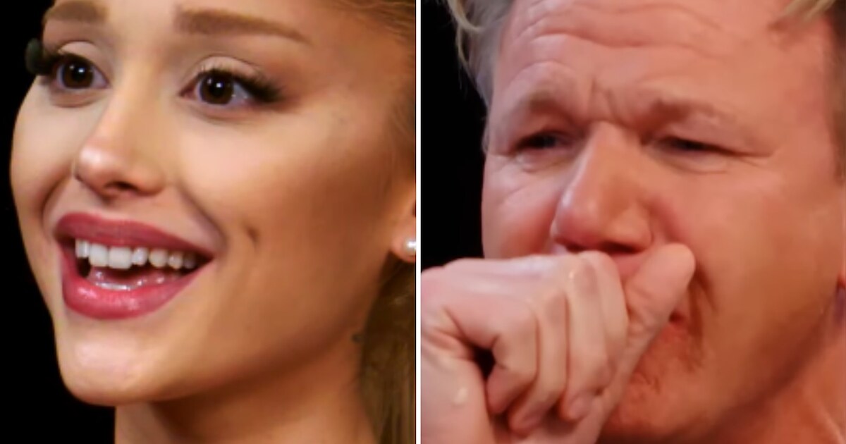 Ariana Grande eet een van de heetste sauzen ter wereld en geeft geen ...