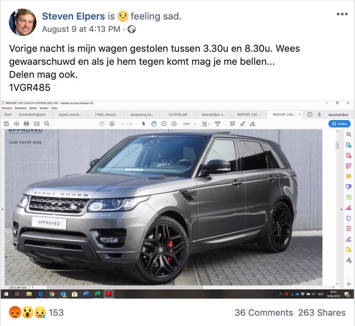 Range Rover van schepen Steven Elpers op oprit gestolen | Merchtem | hln.be