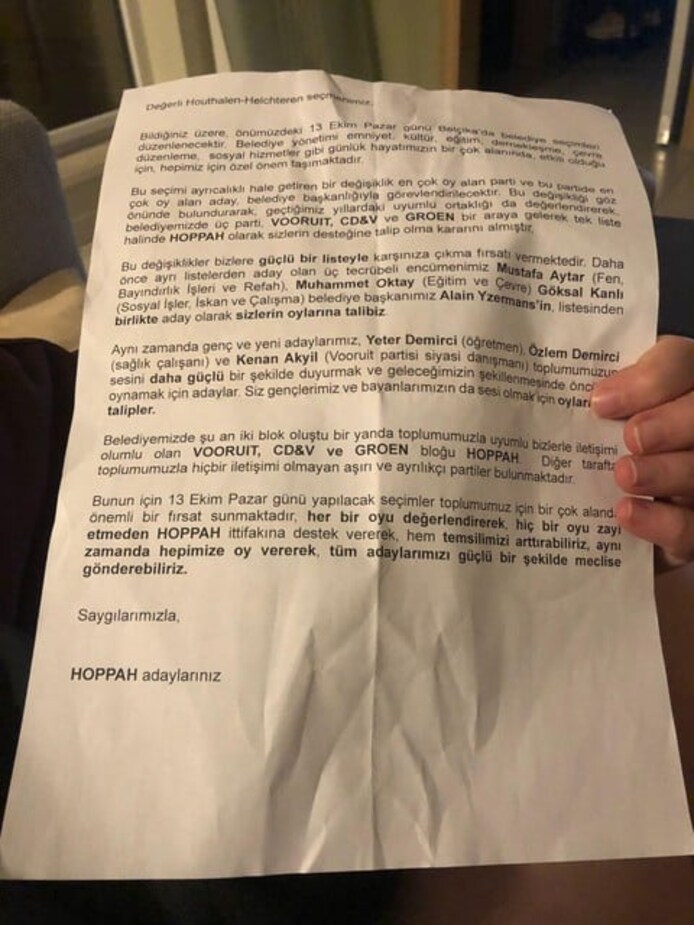 Hoppah-kandidaten sturen Turkse brief naar inwoners Houthalen: “Ze ...