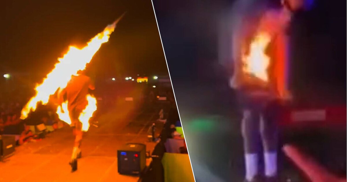 KIJK. Braziliaanse rapper komt te dicht bij vlammenwerper en staat ...