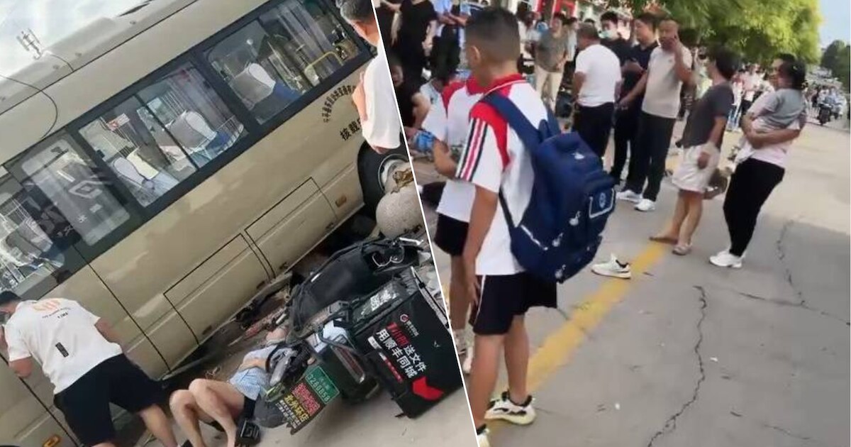 Bus crasht aan ingang van school in China: vijf kinderen en zes ...