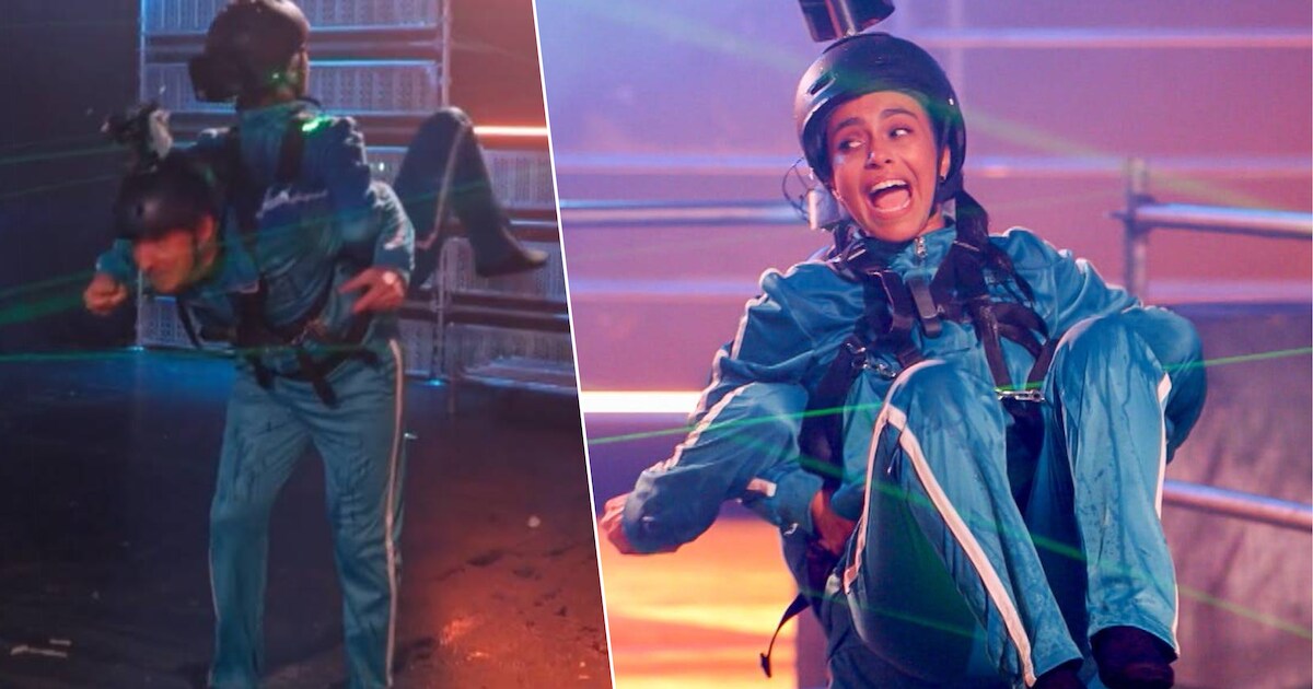 Hilarisch. Andy Peelman draagt Nora Gharib als rugzak in ‘The Big Bang ...