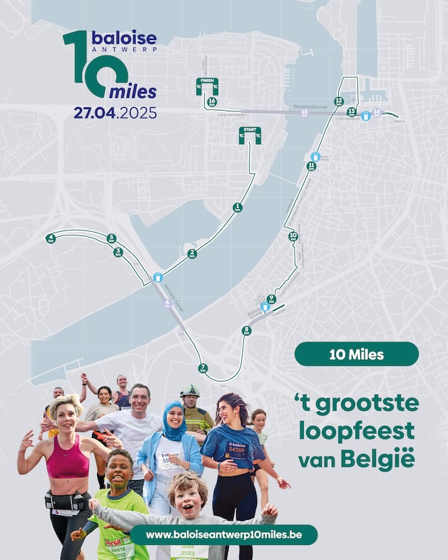 Dit is het parcours van de Antwerpen 10 miles 2025: alles wat je moet ...