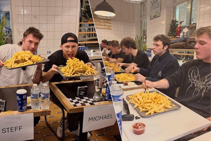 2,933 kilogram aan frieten in twee uur: zeven dapperen streden om het ...