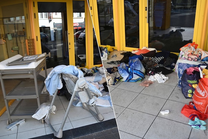 Medewerkers van Kringloopwinkel in Menen beginnen werkdag met afvalberg ...