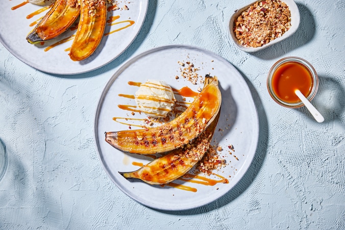 Verras je vrienden met een bbq-dessert: gegrilde banaan met roomijs en ...