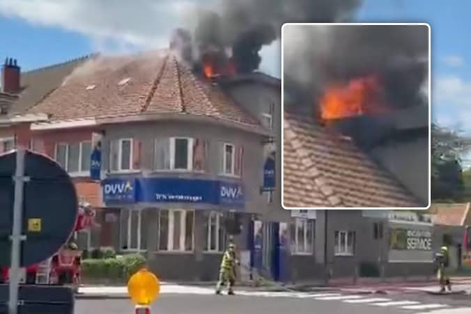 Hevige brand woedt bij verzekeringskantoor in Geel: beelden tonen hoe ...