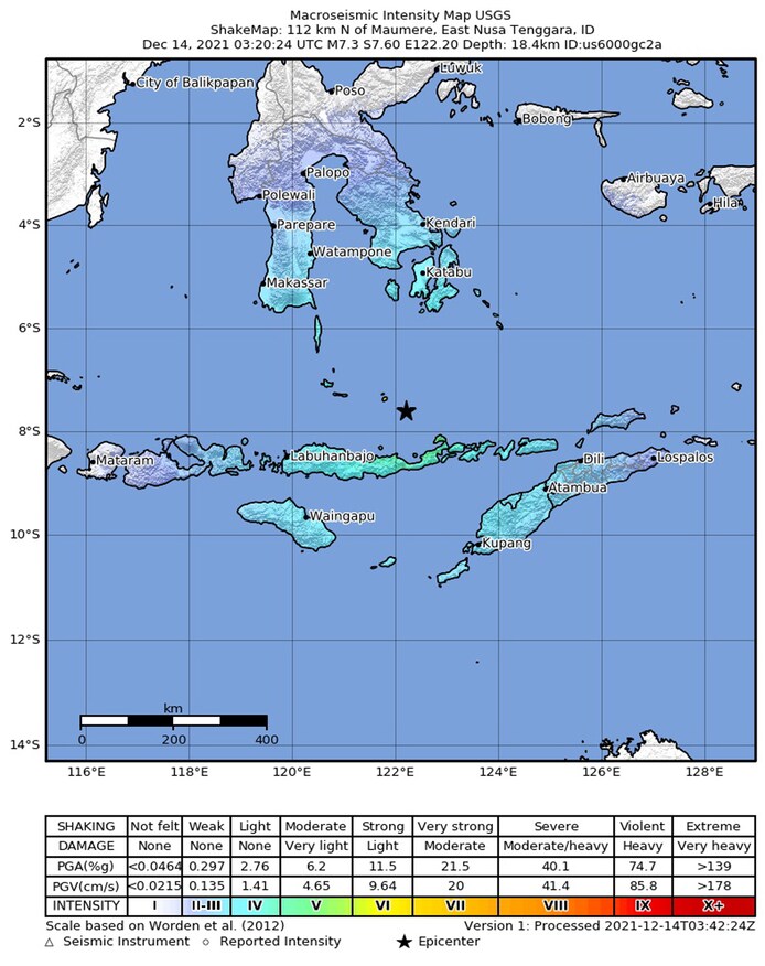 Zeebeving met magnitude van 7,3 in oosten van Indonesië ...