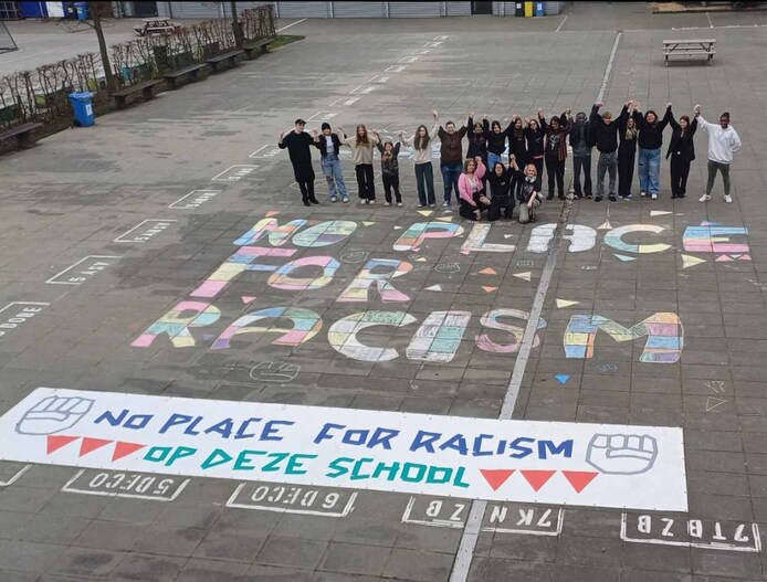 Technigo-leerlingen voeren actie: “Geen plaats voor racisme op onze school” | Aalst | hln.be