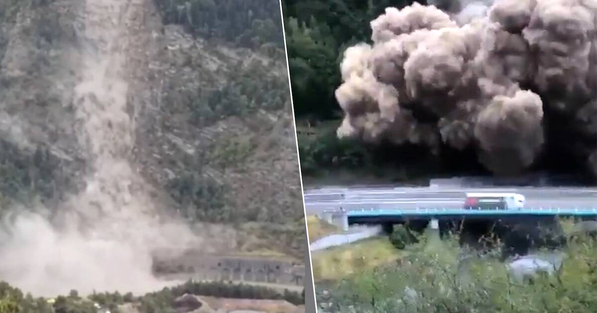 KIJK. Indrukwekkende beelden van rotslawine: treinverkeer tussen ...