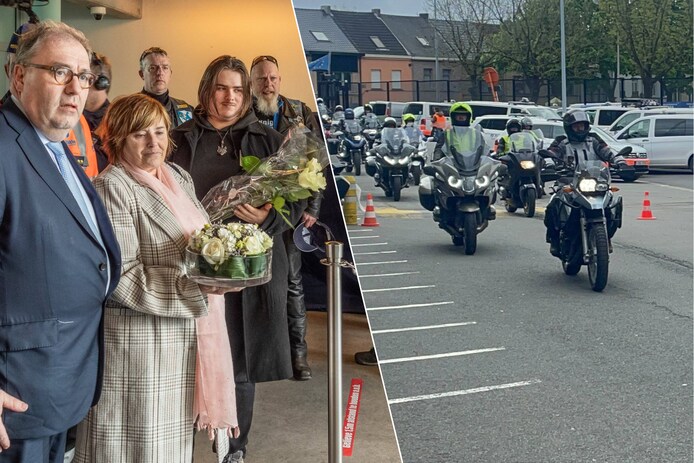 Tweehonderd motorrijders brengen eerbetoon aan overleden politieagenten ...