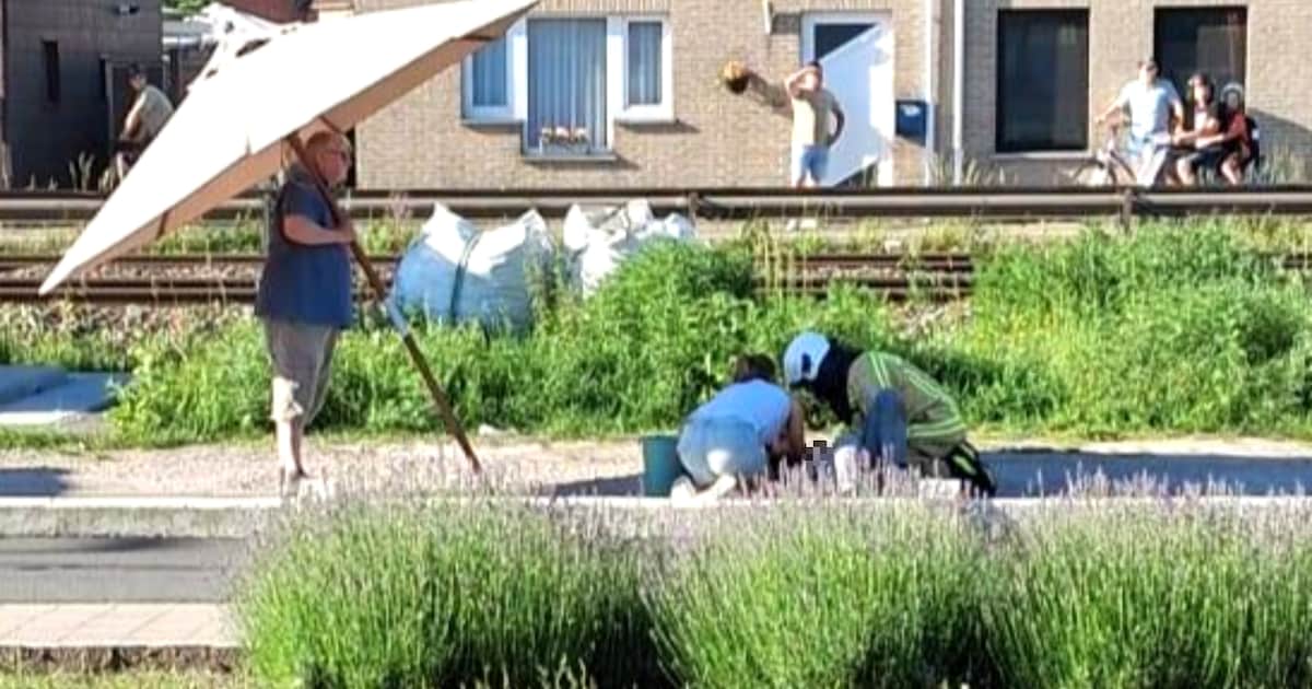 Man met parasol staat symbool voor buurtbewoners die spontaan hulp ...
