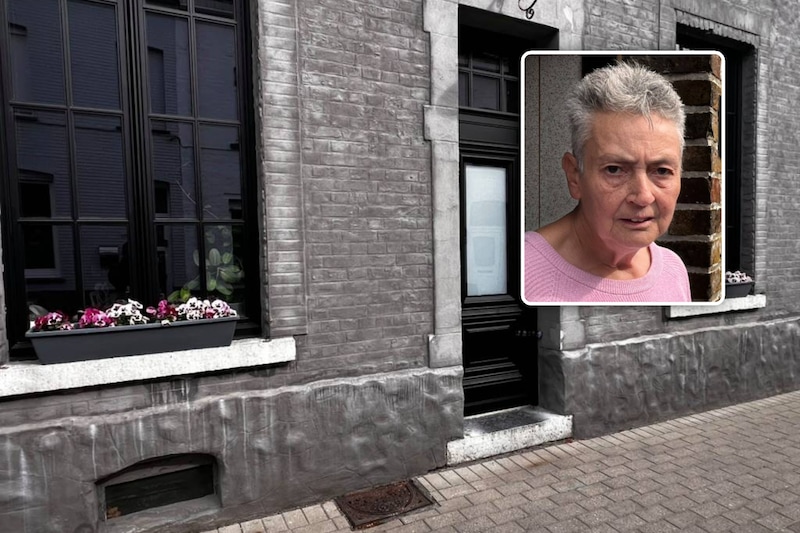 Bloemen op de vensterbank en kogelinslagen in gevel: buurt in Tienen ...