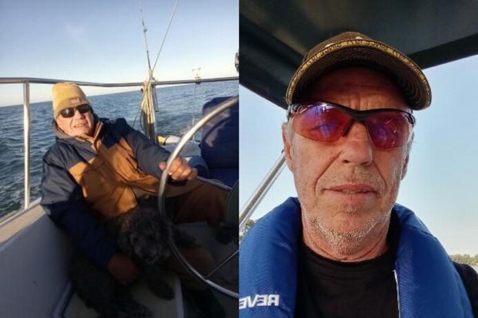 Twee mannen en hond gered na tien dagen dobberen op zee in kapotte ...